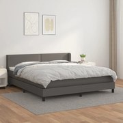 Box spring postel s matrací šedá 180x200 cm umělá kůže