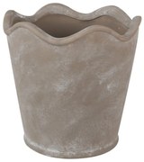 Hnědošedý keramický obal na květináč s vlnitým okrajem Ward – 19x18 cm