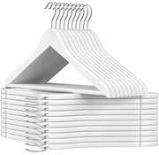 Dřevěná ramínka s protiskluzovou lištou, sada 10 ks x 23x44,5x1,2 cm, přírodní