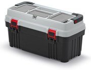 Kufr na nářadí s kovovým držadlem 58,6 × 29,6 × 30,5 cm, organizéry, šedá