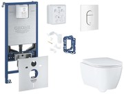 Grohe Rapid SLX - Set předstěnové instalace, klozetu, sedátka SoftClose, tlačítka Arena Cosmopolitan a sady pro vhazování tablet, alpská bílá SANI11BB3143