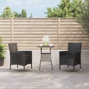 3dílný zahradní bistro set s poduškami černý polyratan 3187426
