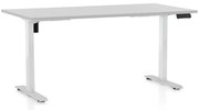 Výškově nastavitelný stůl OfficeTech B, 160 x 80 cm, bílá podnož, světle šedá