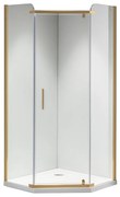 BPS-koupelny Pětiúhelníkový sprchový kout HYD-PK91B 90x90 zlatá/transparent - bez vaničky
