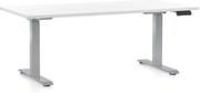 Výškově nastavitelný stůl OfficeTech D, 160 x 80 cm, šedá podnož, bílá