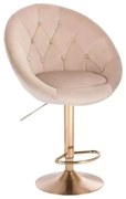 LuxuryForm DESIGN Barová židle VERA VELUR na zlaté kulaté podstavě - latte
