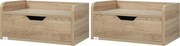 HOMCOM Sada 2 zavěšených nočních stolků - Skládací zásuvka, Polička - Přírodní dřevotříska 40Š x 30H x 19,5V cm | Aosom