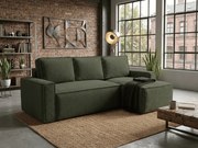 Rozkládací oboustranná sedací souprava do L SMART BOUCLE 232x143 cm, tmavě zelená