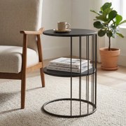 Kulatý konferenční stolek RODA z kovu s policí, 52 cm