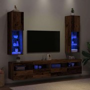 TV skříňky s LED osvětlením 2 ks old wood 30,5 x 30 x 102 cm