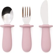 Růžový plastový/ze silikonu dětský příbor 3 ks Lili – Kave Home