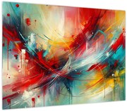 Obraz - Abstrakce s červenou (70x50 cm)