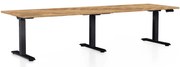 Výškově nastavitelný stůl OfficeTech Long, 260 x 80 cm, černá podnož, dub zlatý