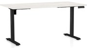 Výškově nastavitelný stůl OfficeTech B, 160 x 80 cm, černá podnož, bílý jasan