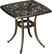 Zahradní stolek Outsunny s otvorem pro slunečník 54x54x52,5 cm s hliníkovým rámem v bronzové barvě, ideální pro zahradu a balkon | Aosom.de