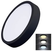 Solight LED mini panel CCT, přisazený, 24W, 1800lm, 3000K, 4000K, 6000K, kulatý, černá barva