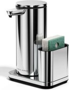 Simplehuman - Dávkovač mycího prostředku na postavení, bezdotykový, s držákem houbičky, lesklá nerez ST1091