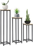 Outsunny Sada květinových stojanů 3 ks, 50/70/90 cm vysoké, stohovatelné pro interiér i exteriér, ocelový stojan na rostliny do obývacího pokoje, zahr