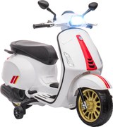 AIYAPLAY 12V Elektrická Motorka pro Děti 3–6 Let s Licencí Vespa, Tréninkovými Koly, Předním Světlem a Hudbou, Hračková Motorka z PP a Kovového Materi