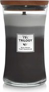 WoodWick vonná svíčka s dřevěným knotem velká Trilogy Warm Woods 609 g