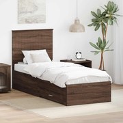 Rám postele Hnědý dub a stříbrná 70 x 190 cm Kompozitní dřevo 3411374
