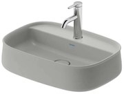 Duravit Zencha - Umyvadlo na desku 55x39 cm, bez přepadu, otvor pro baterii, DuraCeram, matná šedá 2374556771
