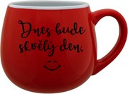DNES BUDE SKVĚLÝ DEN. - červený keramický hrníček 300 ml