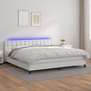 Box spring postel s matrací a LED bílá 200x200 cm umělá kůže 3134244