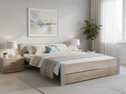 Postel IKAROS DOUBLE 180 x 200 cm, dub sonoma/šedá Rošt: S laťkovým roštem, Matrace: Matrace Deluxe 10 cm