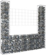 Gabionový koš ve tvaru U se 2 sloupky železo 140 x 20 x 150 cm 151282
