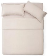 Povlečení šedobéžové na jednolůžko/prodloužené s příměsí lnu 150x220 cm Simmel – Kave Home