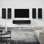 6Dílný Set Tv Skříněk Černý Kompozitní Dřevo - Kouřový dub / 90 cm