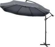 Konzolový slunečník Outsunny 295x295cm s ruční klikou a moskytiérou, otočný o 360°, pro 8 osob, zahradní slunečník z oceli a polyesteru | Aosom.de