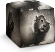 Sablio Taburet Cube Mokrý lev - 50x50x50 cm