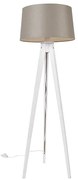 Moderní stojan bílý s lněným stínítkem taupe 45 cm - Tripod Classic