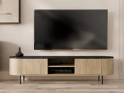 TV stolek/skřínka Nisken 180 2D, Barva dřeva: dub cremona / mramor černý + černá