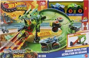 Hot wheels monster trucks dráha dračí zkáza a 2 autíčka