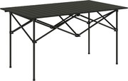 Skládací kempinkový stůl Outsunny z kovu 95x55x50 cm s rolovacím vrškem a taškou, přenosný a lehký piknikový stůl pro kempování, turistiku a pláž, čer