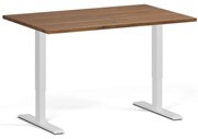 Výškově nastavitelný stůl, 120x80 cm, 1 motor, bílá podnož, ořech