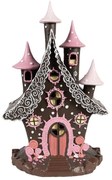 Hnědo-růžová svítící perníková chaloupka Gingerbread House - 16*13*26 cm / 3*AA