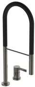 Ideal Standard Gusto - Dřezová baterie s flexibilním ramenem a sprškou, 2-otvorová instalace, Magnetic Grey/černá BD425A5