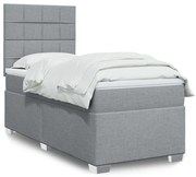 Box spring postel s matrací světle šedý 100 x 200 cm textil