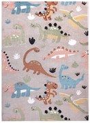 Dywany Łuszczów, Dětský kusový koberec Fun Dino beige, 80x150, vícebarevná, dětský pokoj