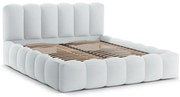 Světle šedá čalouněná dvoulůžková postel s úložným prostorem s roštem 180x200 cm Lupine – Micadoni