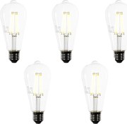 Sada 5 LED žárovek E27 ST64 čirá 3,8W 806 lm 3000K