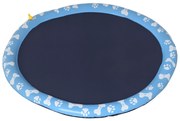 PawHut Splash Sprinkler Pad 150 cm podložka na hraní s vodou pro psy, protiskluzová stříkající vodní stříkačka venkovní PVC modrá | Aosom.de