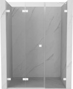 Mexen Lunar-F, levé sklápěcí sprchové dveře 145 cm, 8mm čiré sklo, bílý profil, 836S-145-050-20-00-L