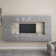 8dílný set TV skříněk betonově šedý dřevotříska 3079089