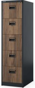 Plechová kartotéka, 5 zásuvek SARA V5, 460 x 1625.5 x 620 mm, Eco Design: antracitová/ ořech