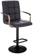 LuxuryForm DESIGN Barová židle VERONA GOLD na černé kulaté podstavě - černá
